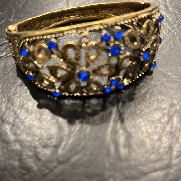Jewelry | Vintage Cuff Bracelet Magnetic Closure Silver Tone With Blue ...
